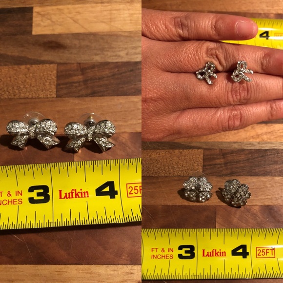 Jewelry | Pave Crystal Bows X2 And 4 Leaf Clover | Poshmark